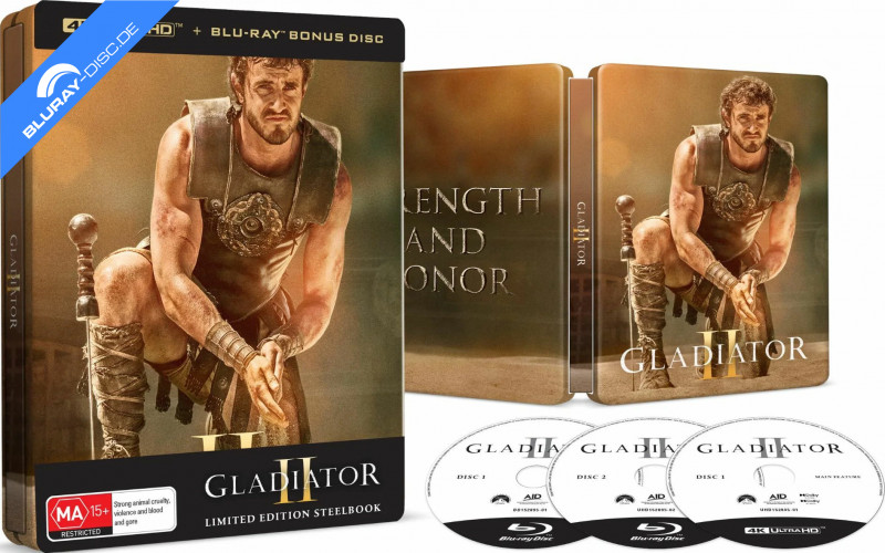 Gladiator II 4K - JB Hi-Fi Exclusive Limited Edition Steelbook 4K UHD + Blu-ray + Bonus Blu-ray ...