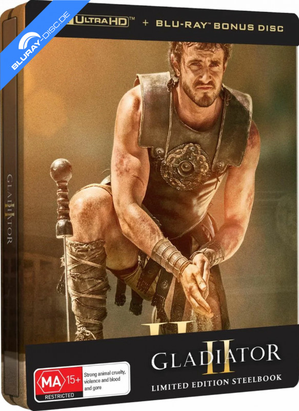Gladiator II 4K - JB Hi-Fi Exclusive Limited Edition Steelbook 4K UHD + Blu-ray + Bonus Blu-ray ...